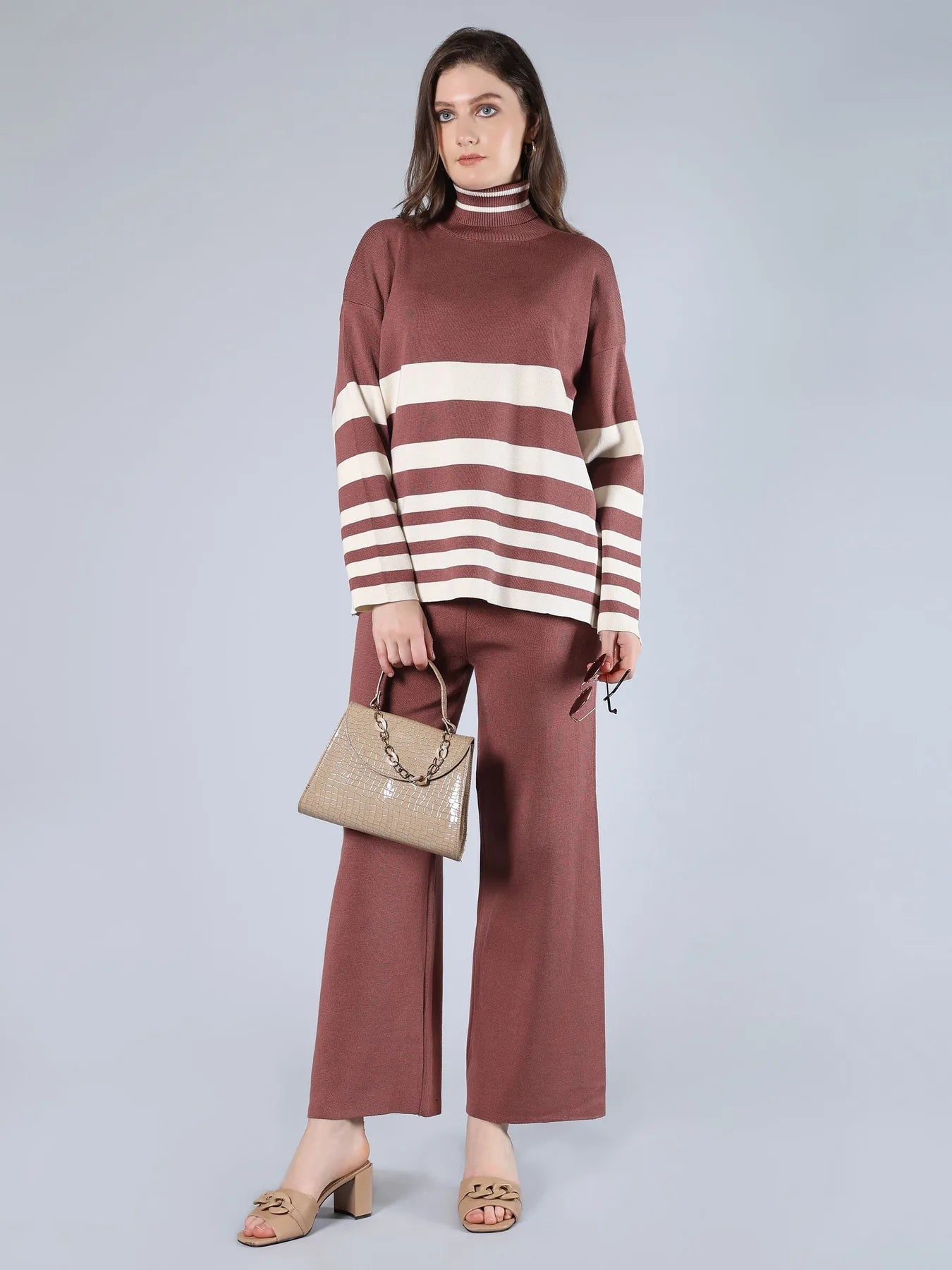 Striped Knitted Two Piece Set – ANNY